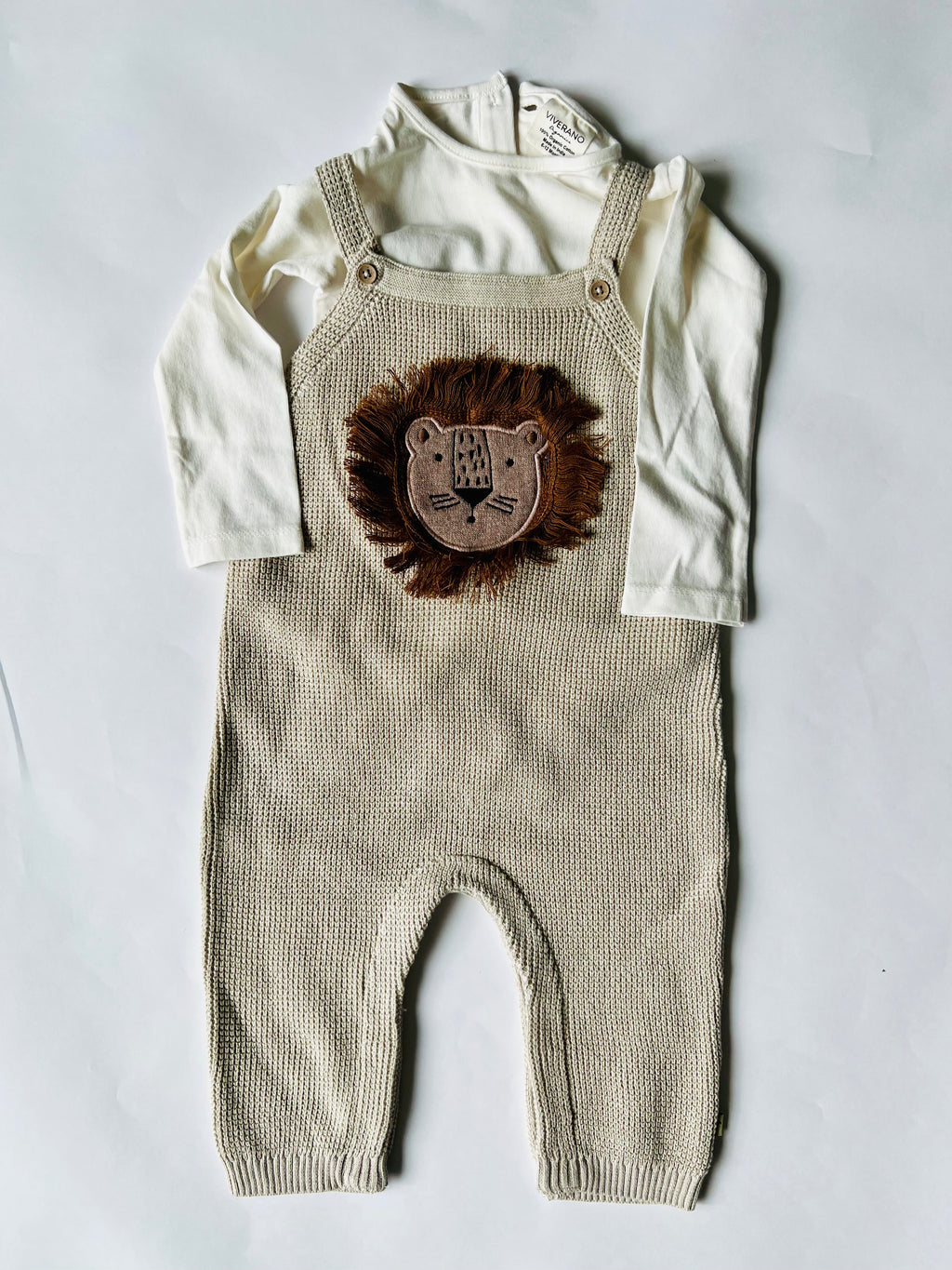 Viverano Organics Lion Applique Chunky Knit Overall Set Stone – Marti ...
